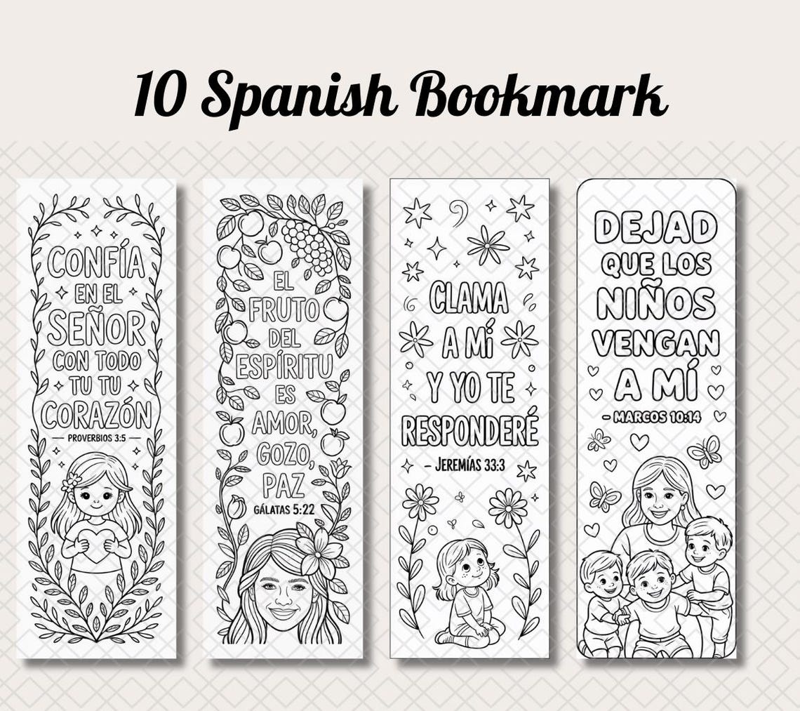 Spanish Christian Coloring Bookmarks: Bible Verse Printables (digital ...
