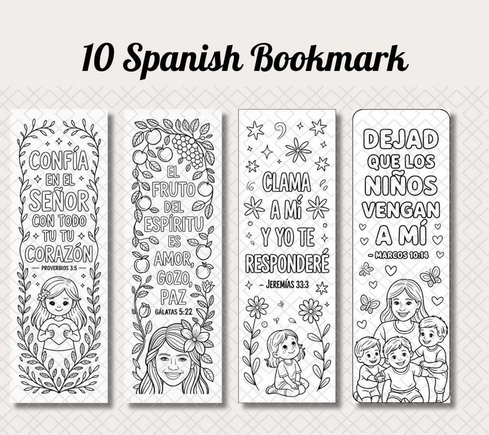 Spanish Christian Coloring Bookmarks: Bible Verse Printables (digital ...