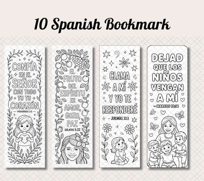 Spanish Christian Coloring Bookmarks: Bible Verse Printables (digital ...