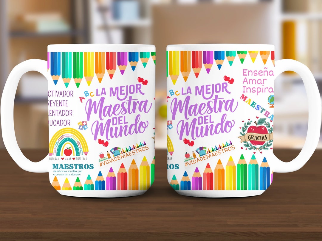 Spanish Teacher Mug Wrap Template: Colorful Heart Design (digital ...