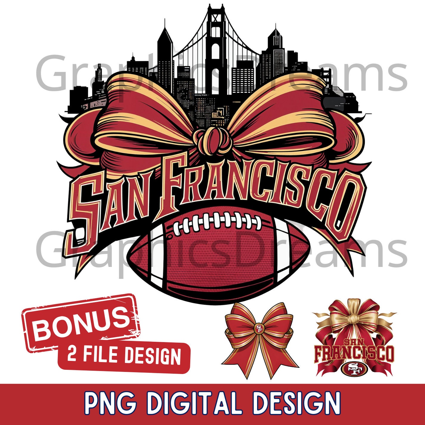 San Francisco Football Bows PNG, Coquette Aesthetic (digital Download ...