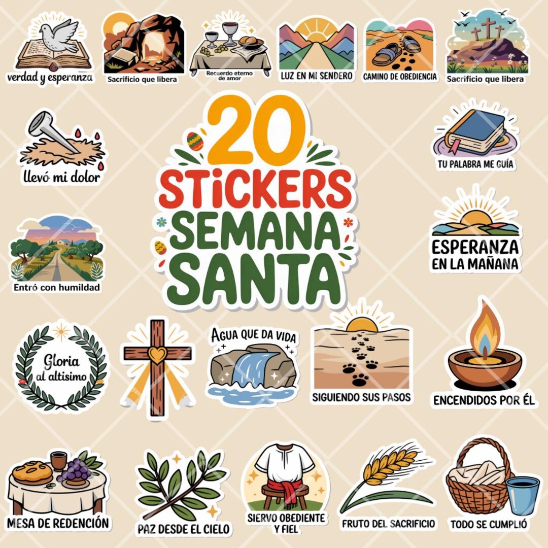 20 Spanish Bible Verse Stickers | Holy Week & Easter Religious Bundle ...