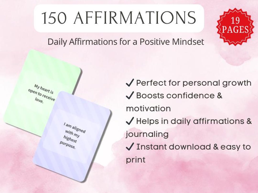 150 Positive Affirmations-printable Digital Affirmation Cards-personal ...