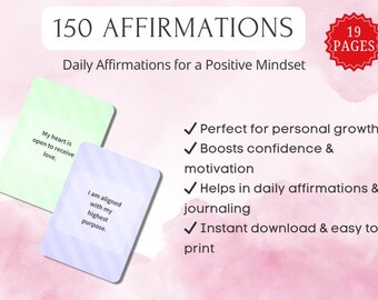 Positive Affirmations, Printable Digital Affirmation Cards, Personal ...