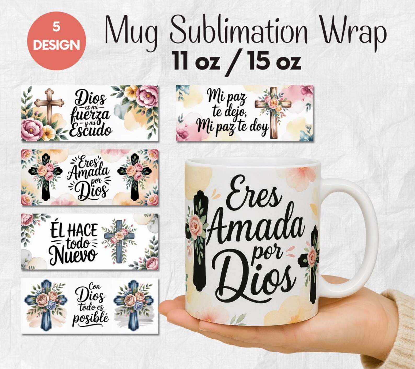Spanish Christian Mug Wrap: Bible Verse Coffee Cup Sublimation (PNG ...