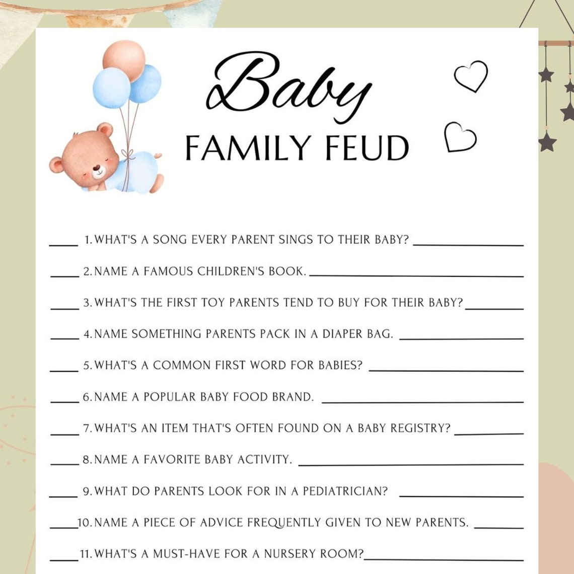 Baby Shower Game Family Feud Baby Shower Games Printable Family Feud ...