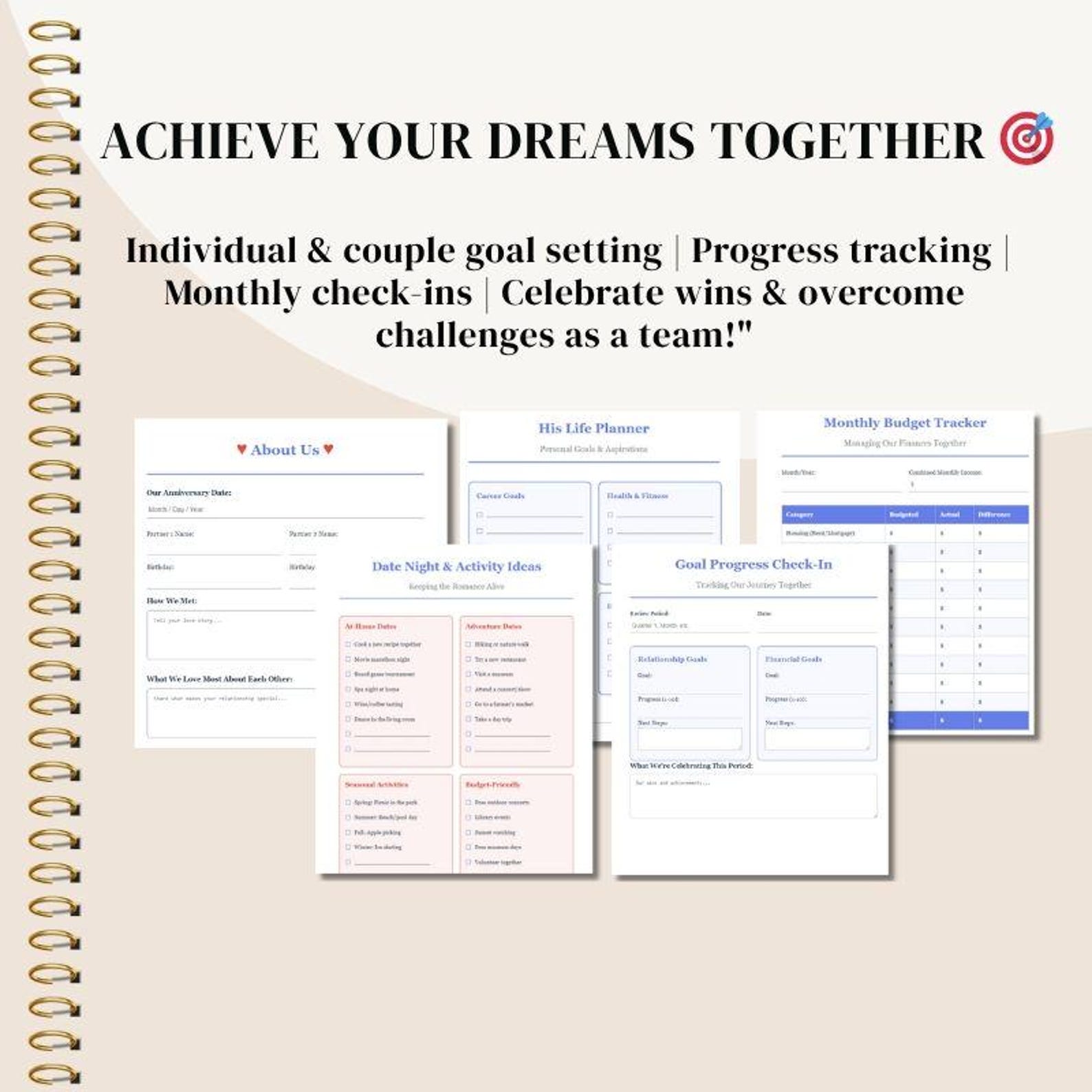 Couples Yearly Planner 2025: Relationship Goal Tracker (printable PDF ...