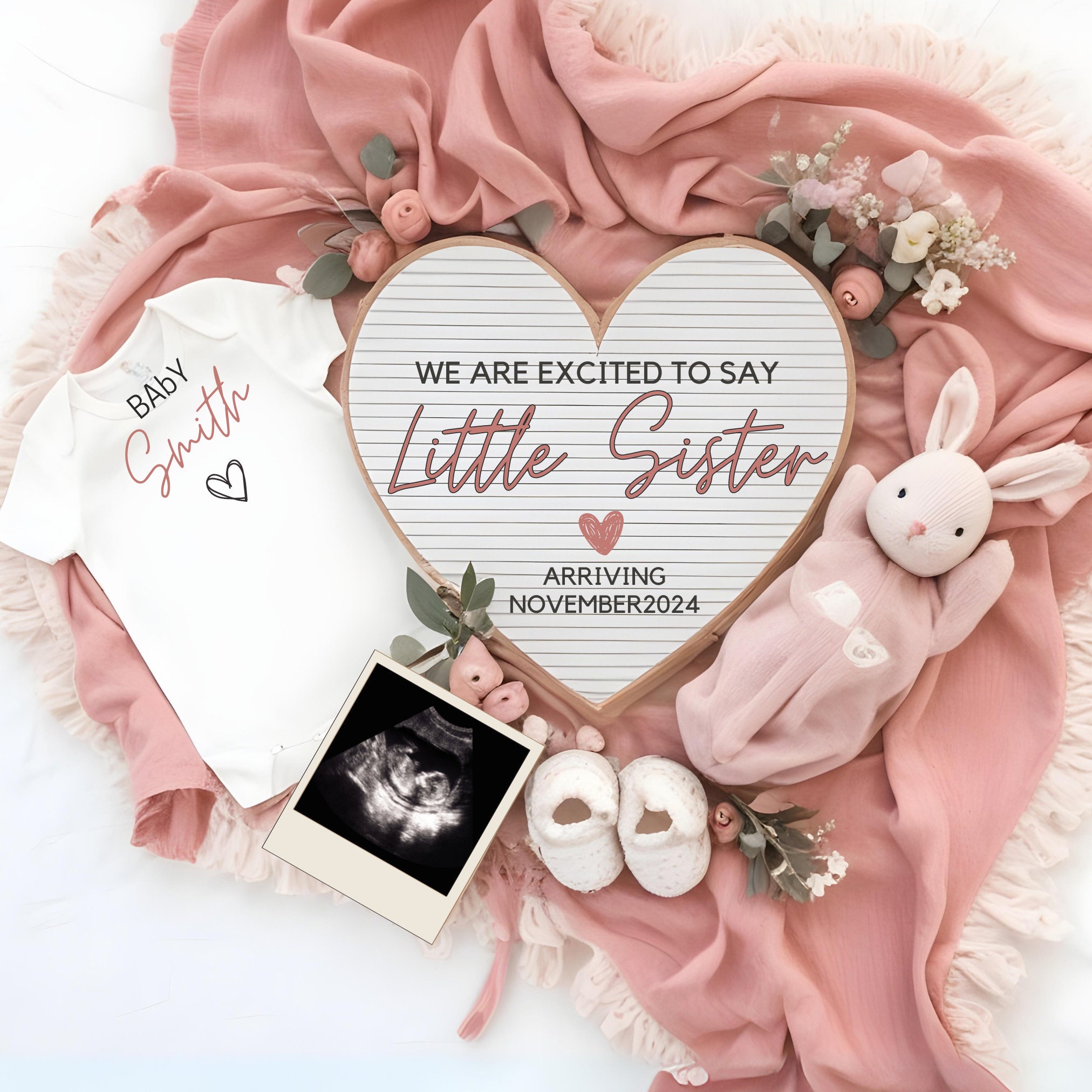 Girl Pregnancy Announcement Digital Baby Announcement Girl Gender ...
