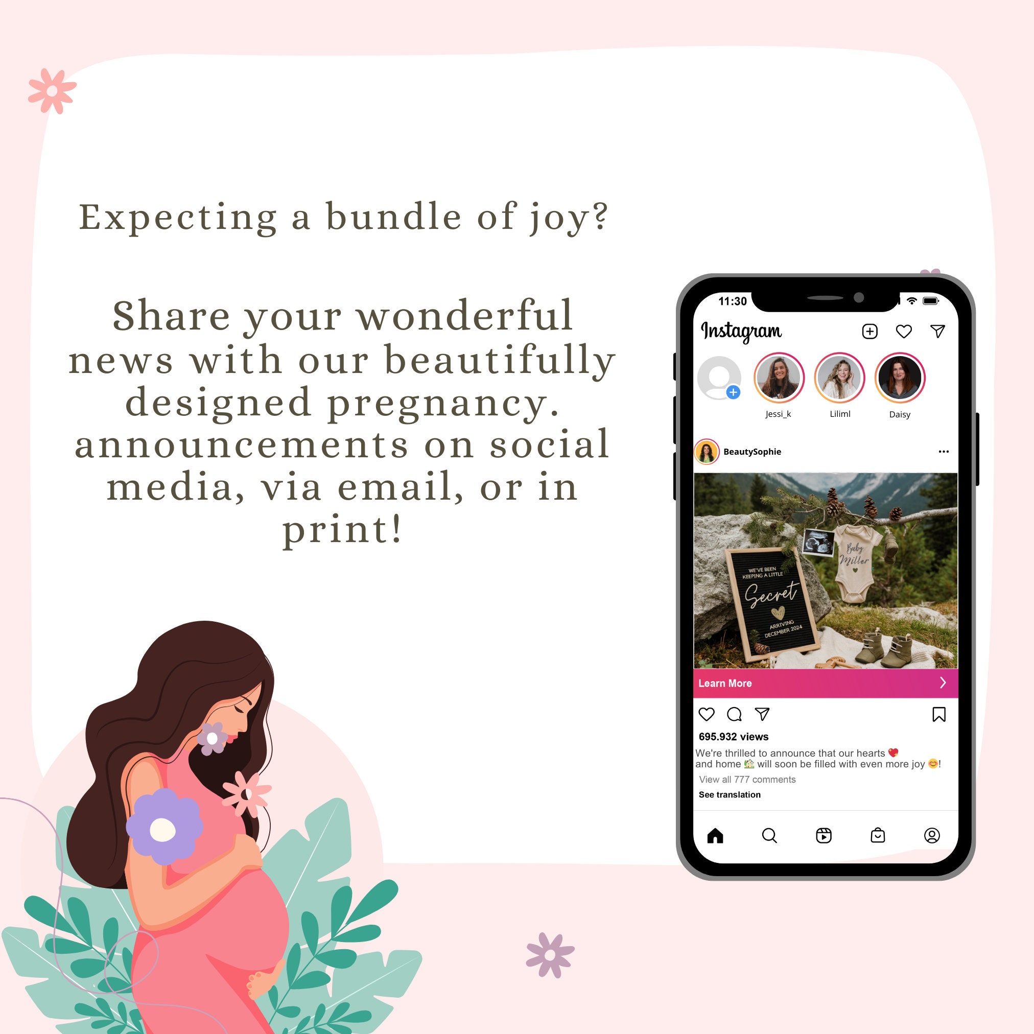 Gender Neutral Pregnancy Announcement: Mountain Theme (digital PDF) - Etsy