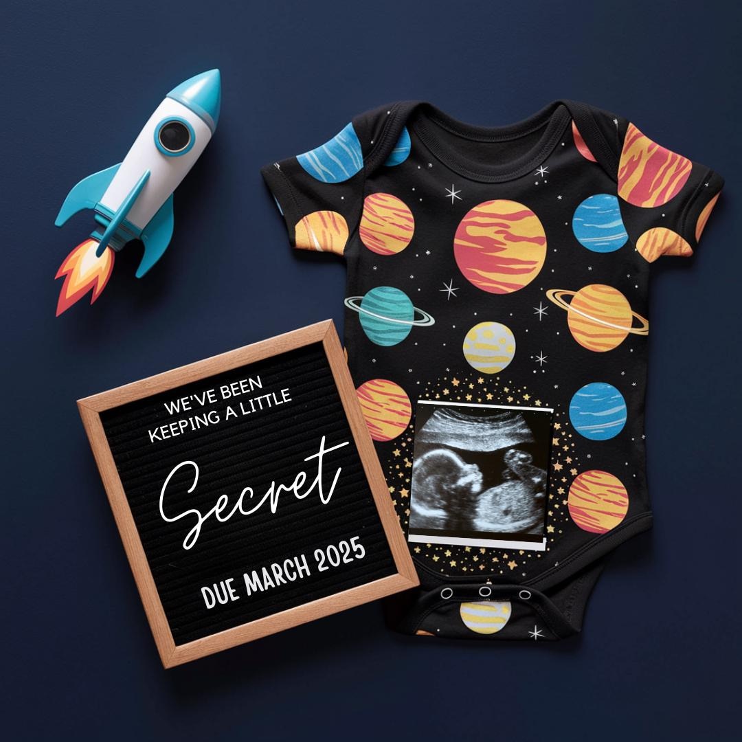 Galaxy Pregnancy Announcement Digital Baby Announcement Gender Neutral ...