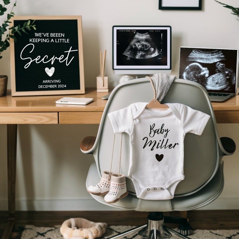 Home Office Pregnancy Announcement Digital Baby Announcement Gender ...