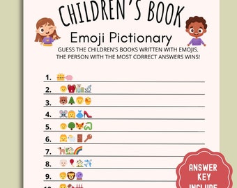 Children's Book Emoji Pictionary Game, Baby Shower Emoji Game, Emoji ...