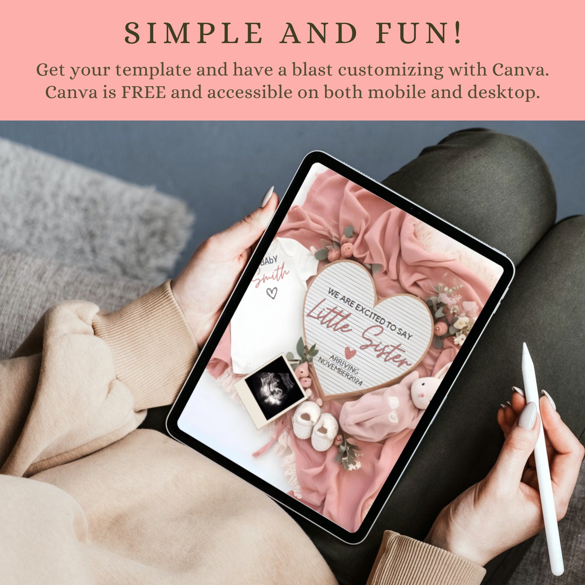 Girl Pregnancy Announcement Digital Baby Announcement Girl Gender ...