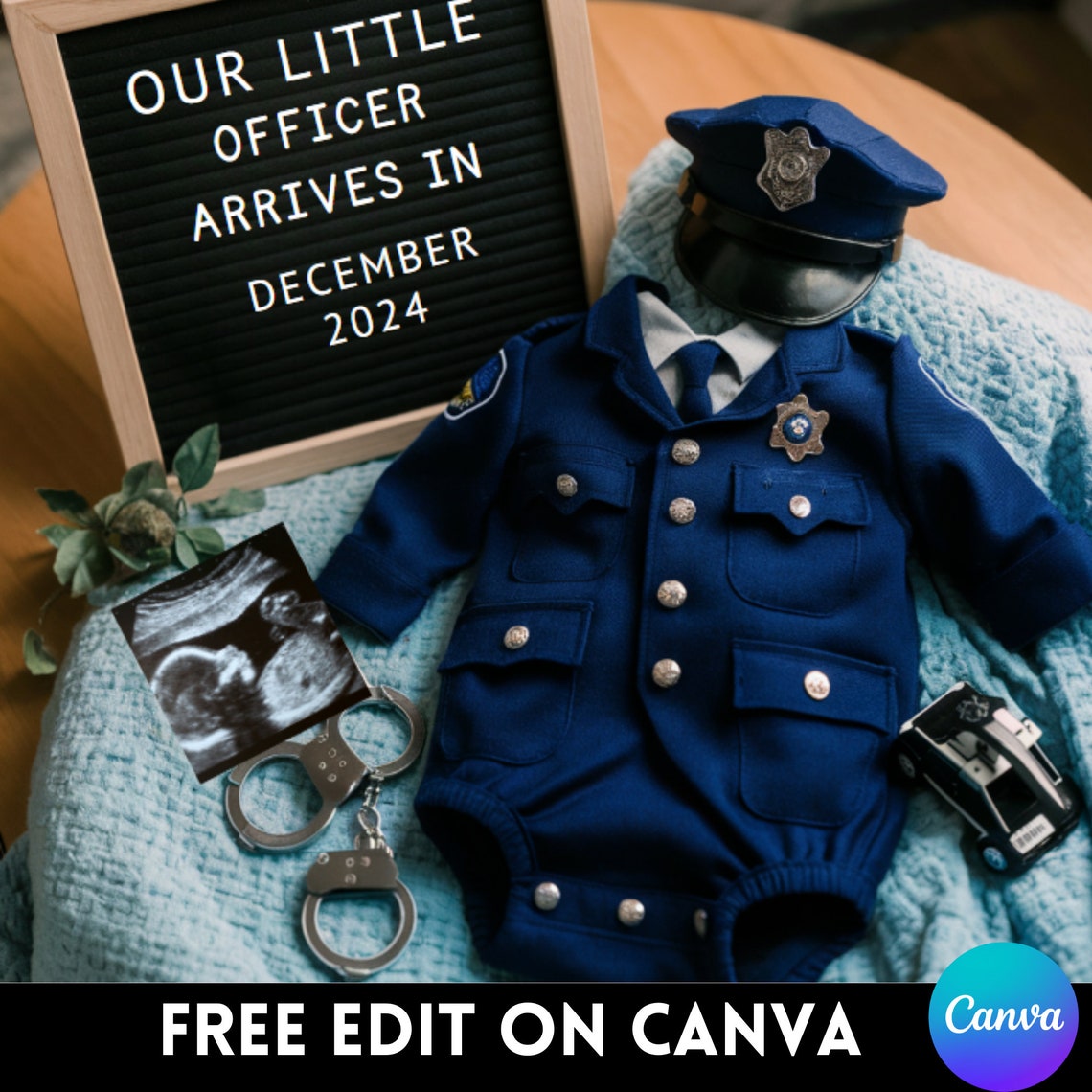 Cop Pregnancy Announcement to Husband Police Theme, Pregnancy Reveal ...