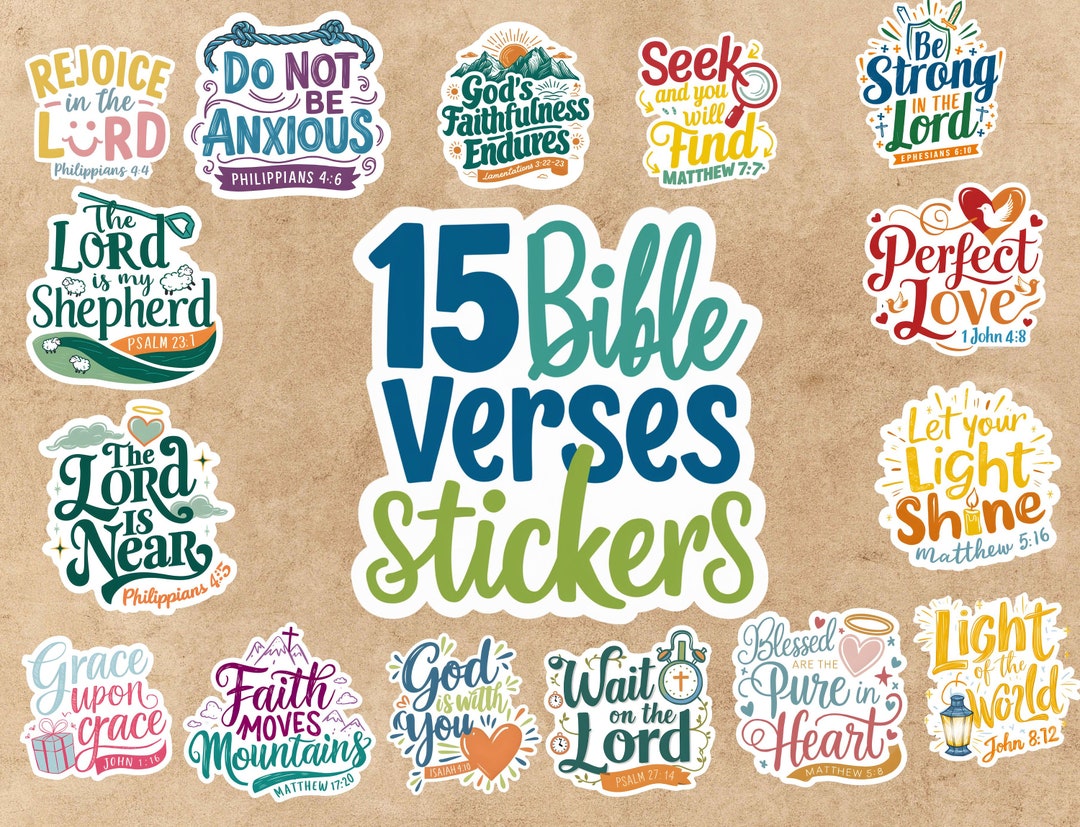 Bible Verse Sticker Bundle: 15 Inspirational PNG Stickers (printable ...
