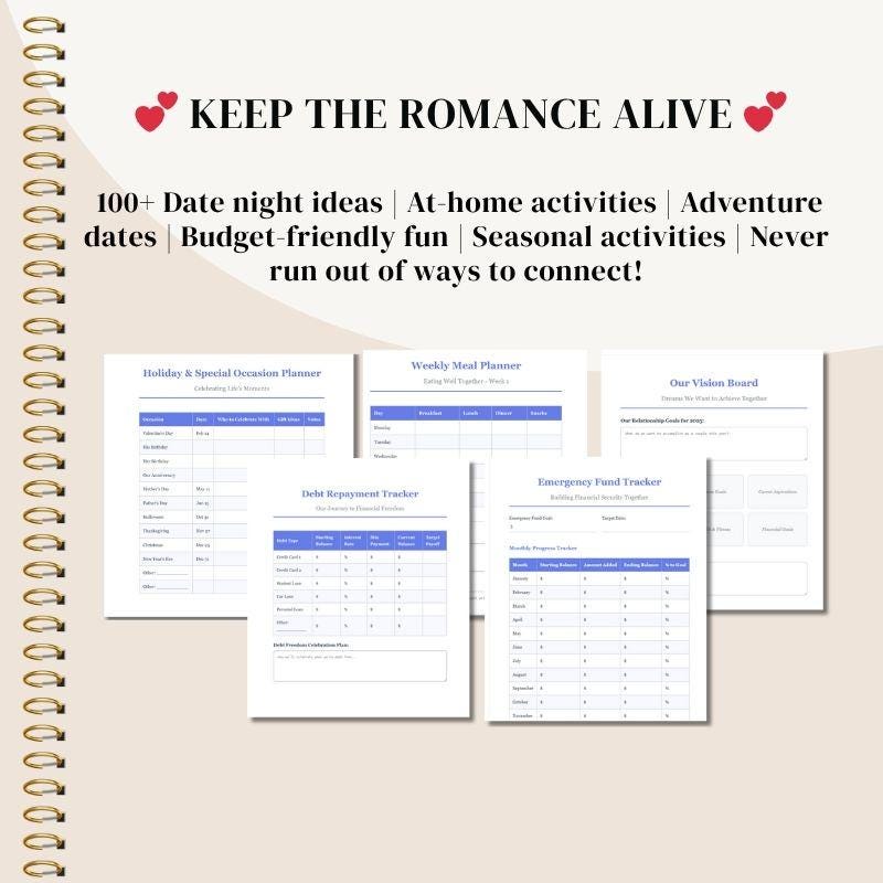 Couples Yearly Planner 2025: Relationship Goal Tracker (printable PDF ...
