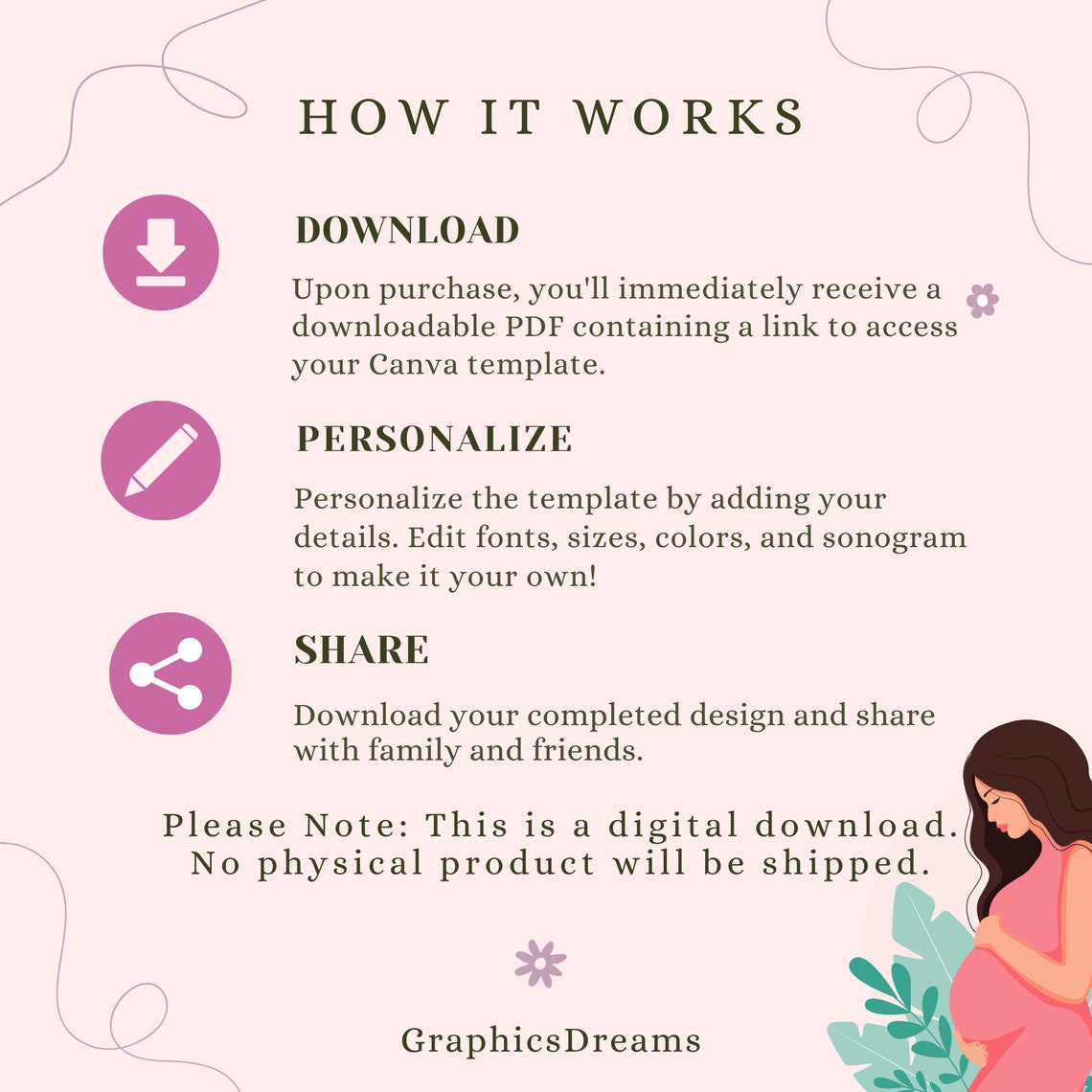 Girl Pregnancy Announcement Digital Baby Announcement Girl Gender ...