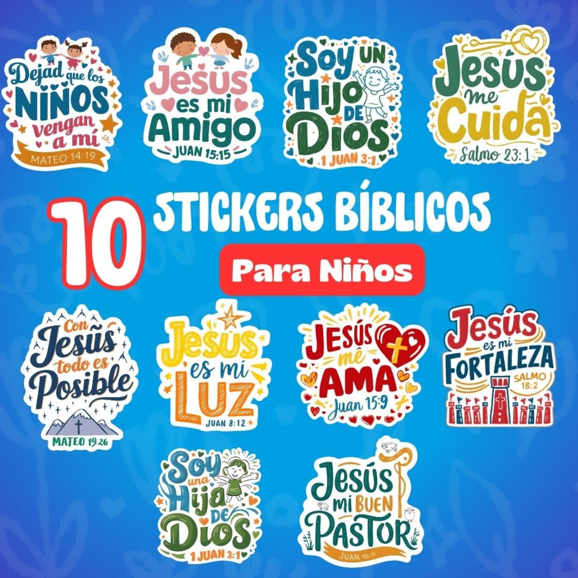 10 Spanish Bible Verses Stickers: Religious Christian PNG (digital ...