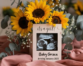 It's a Girl Baby Gender Reveal, Simple Summer Minimalist Social Media ...