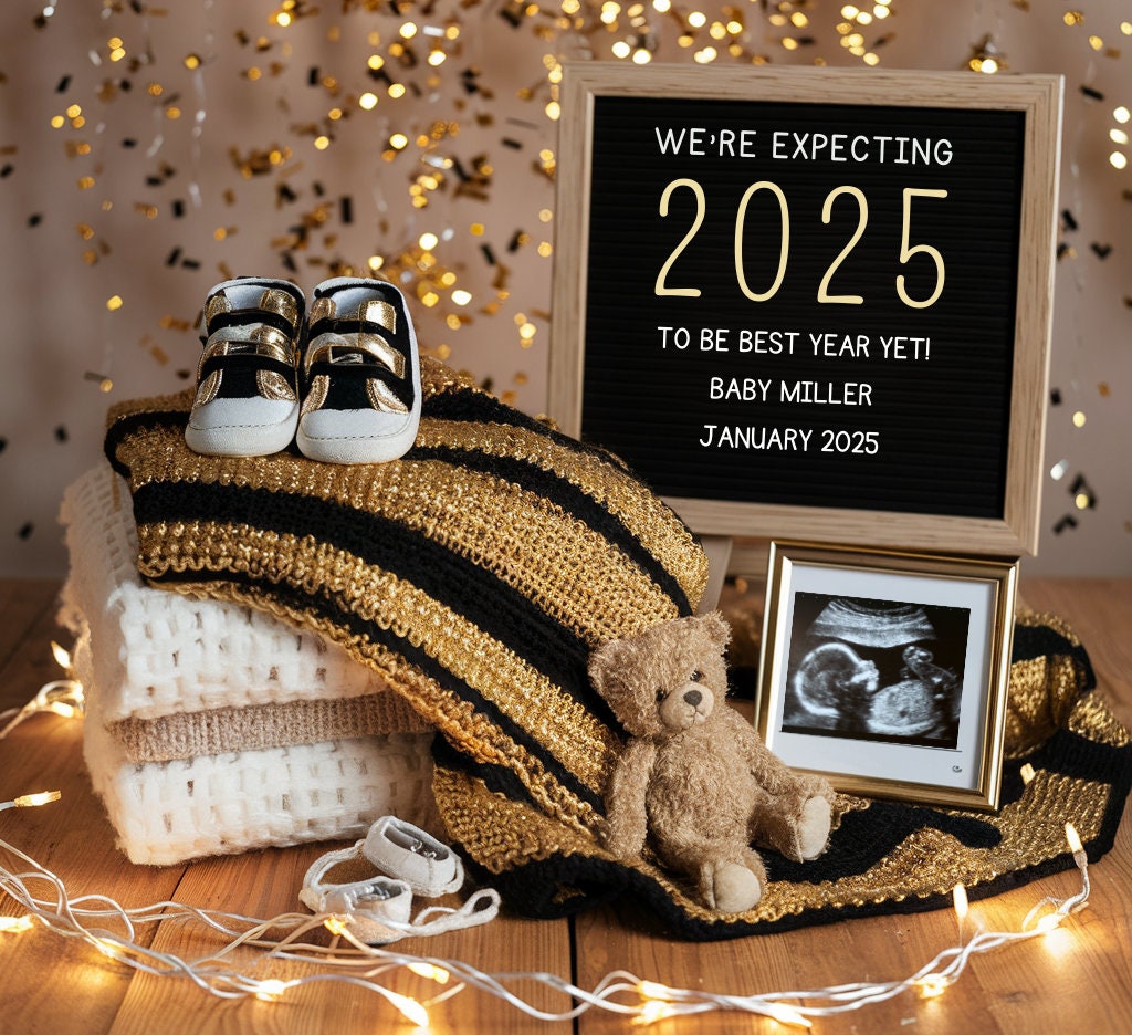 2025 Digital Pregnancy Announcement, New Year Baby Announcement ...