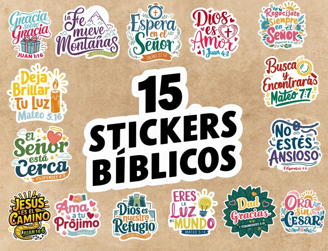 15 Spanish Bible Verse Stickers: Inspirational Christian PNG Bundle ...