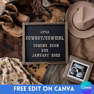 Cowboy/cowgirl Pregnancy Announcement: Gender Neutral Social Media ...