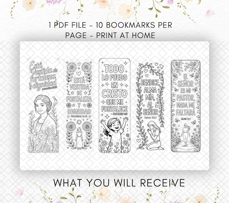Spanish Christian Coloring Bookmarks: Bible Verse Printables (digital ...