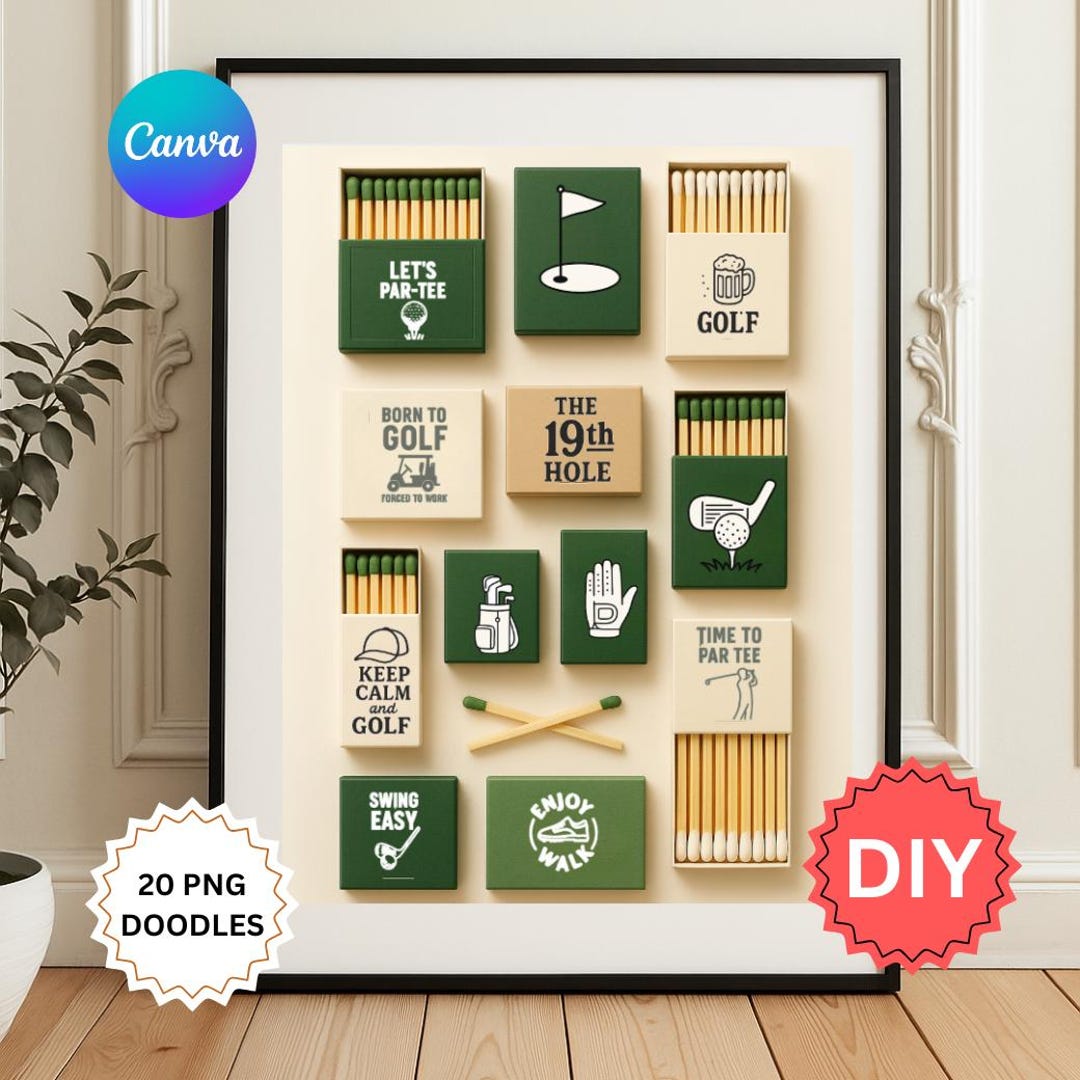 Matchbook Poster Template – Golf Edition | DIY Editable Matchbox Art ...