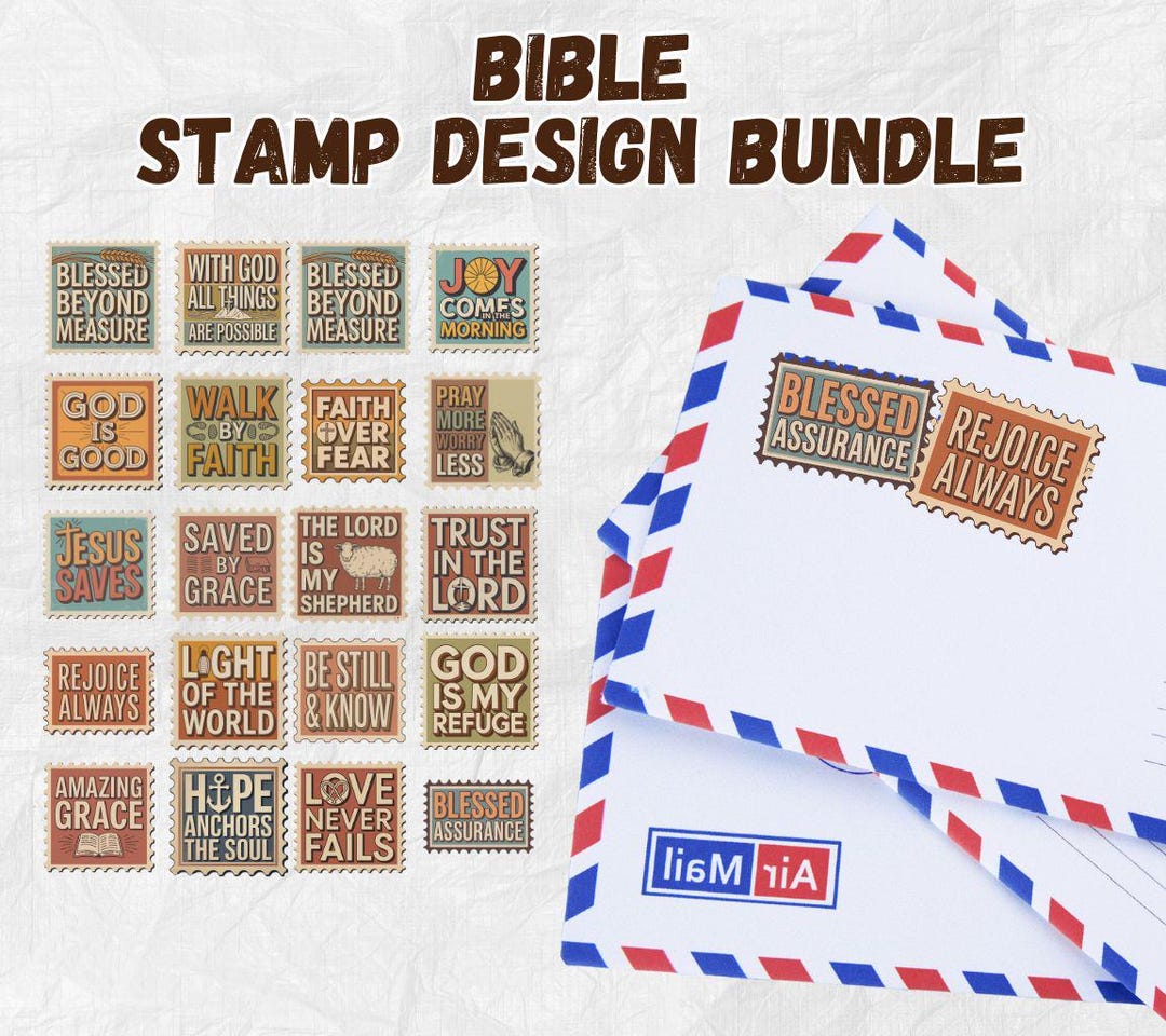Vintage Bible Verse Stamp PNG Bundle: Christian Clipart (digital ...