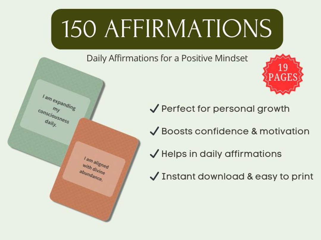150 Boho Positive Affirmations-printable Digital Affirmation Cards ...