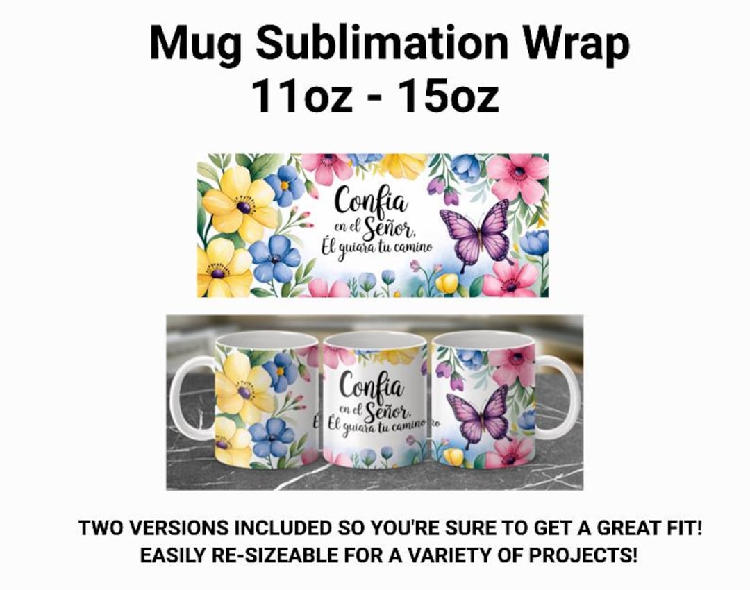 Spanish Bible Verse Mug Wrap: Floral Sublimation Design (digital ...