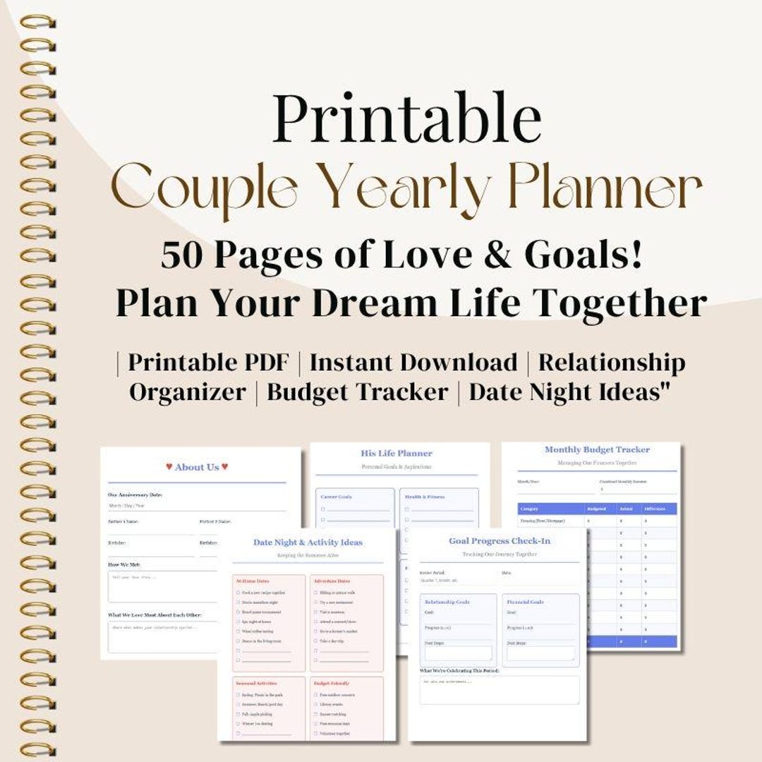 Couples Yearly Planner, Relationship Planner, Couple Goal, Couple ...