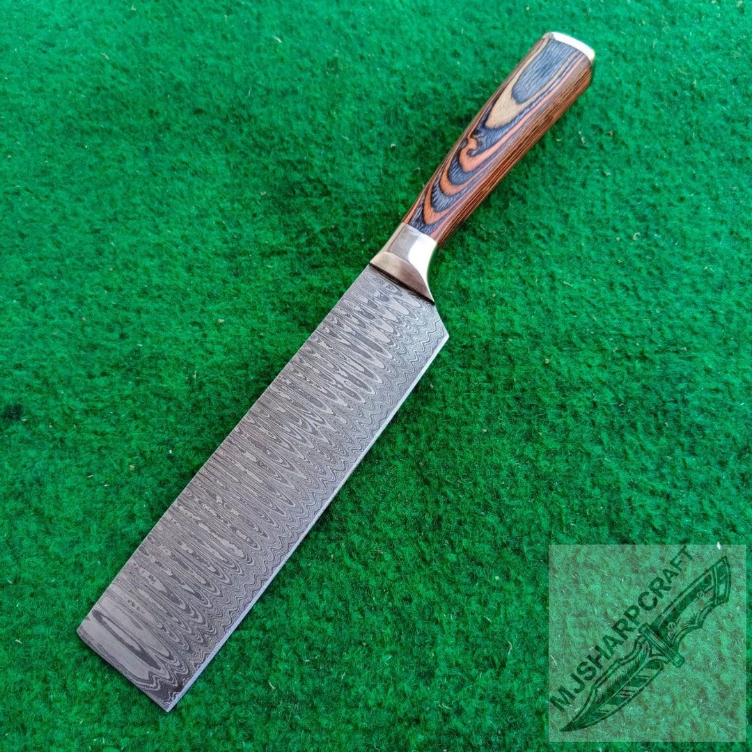 Damascus Steel Cleaver Knife Custom Handmade Cleaver Knife With Rose ...