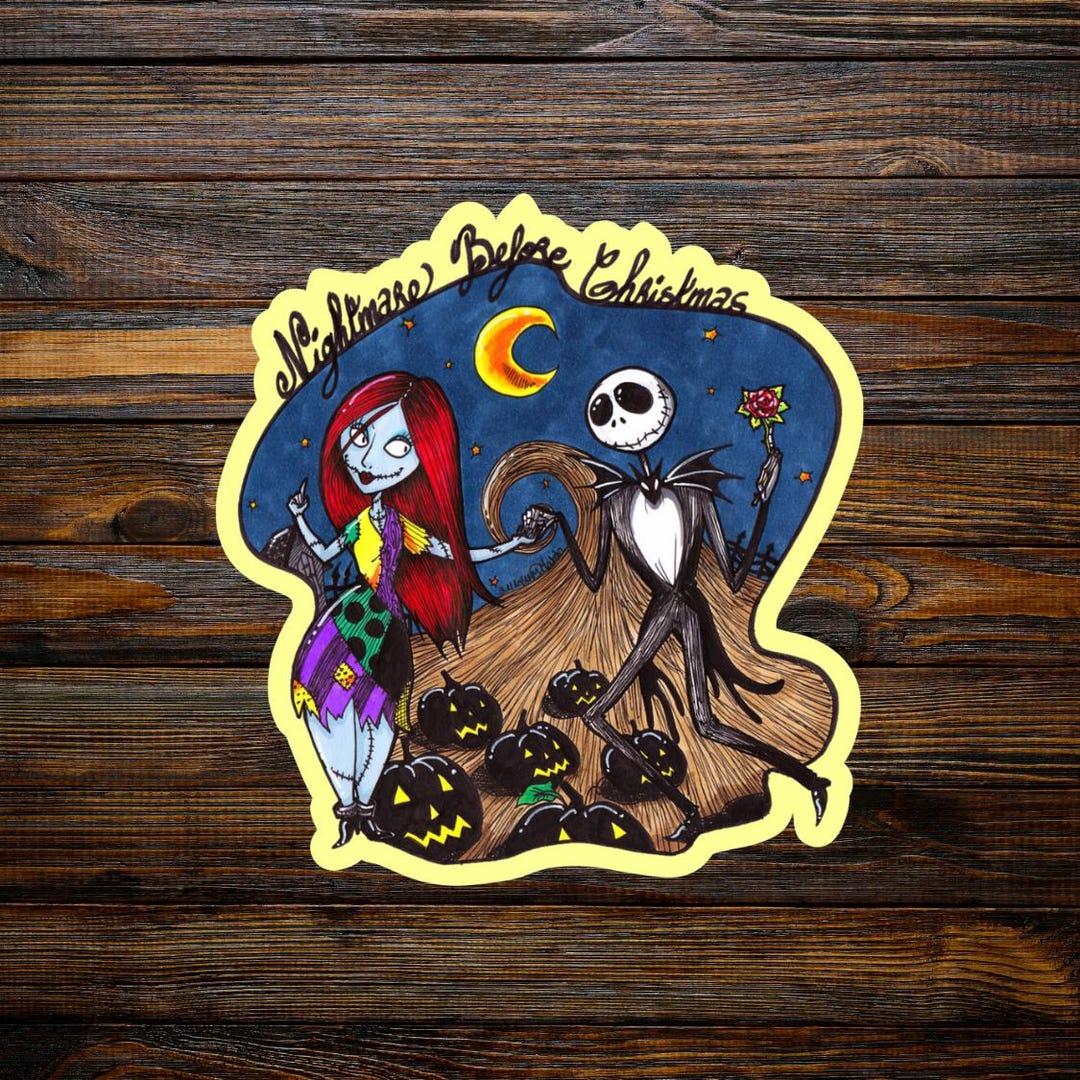 Doll and Skeleton Sticker-nbc Sticker- Cute NBC, Laptop, Water Bottle ...