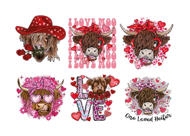 Heifer Valentine Png, Highland Cow Valentine Png, Valentine Day Western ...