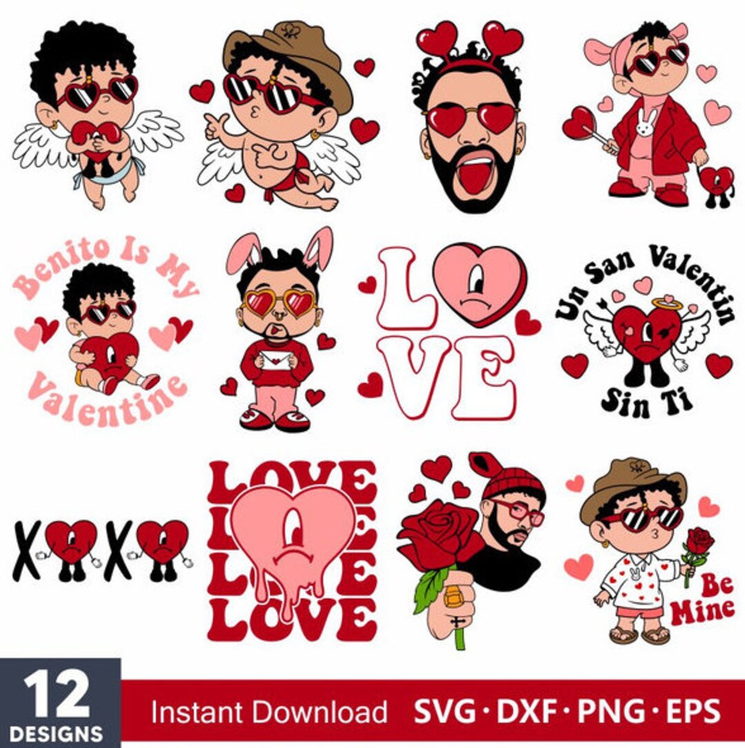 Bad Bunny Valentines Day SVG Bundle, Benito SVG, Un Valentina Sin Ti ...