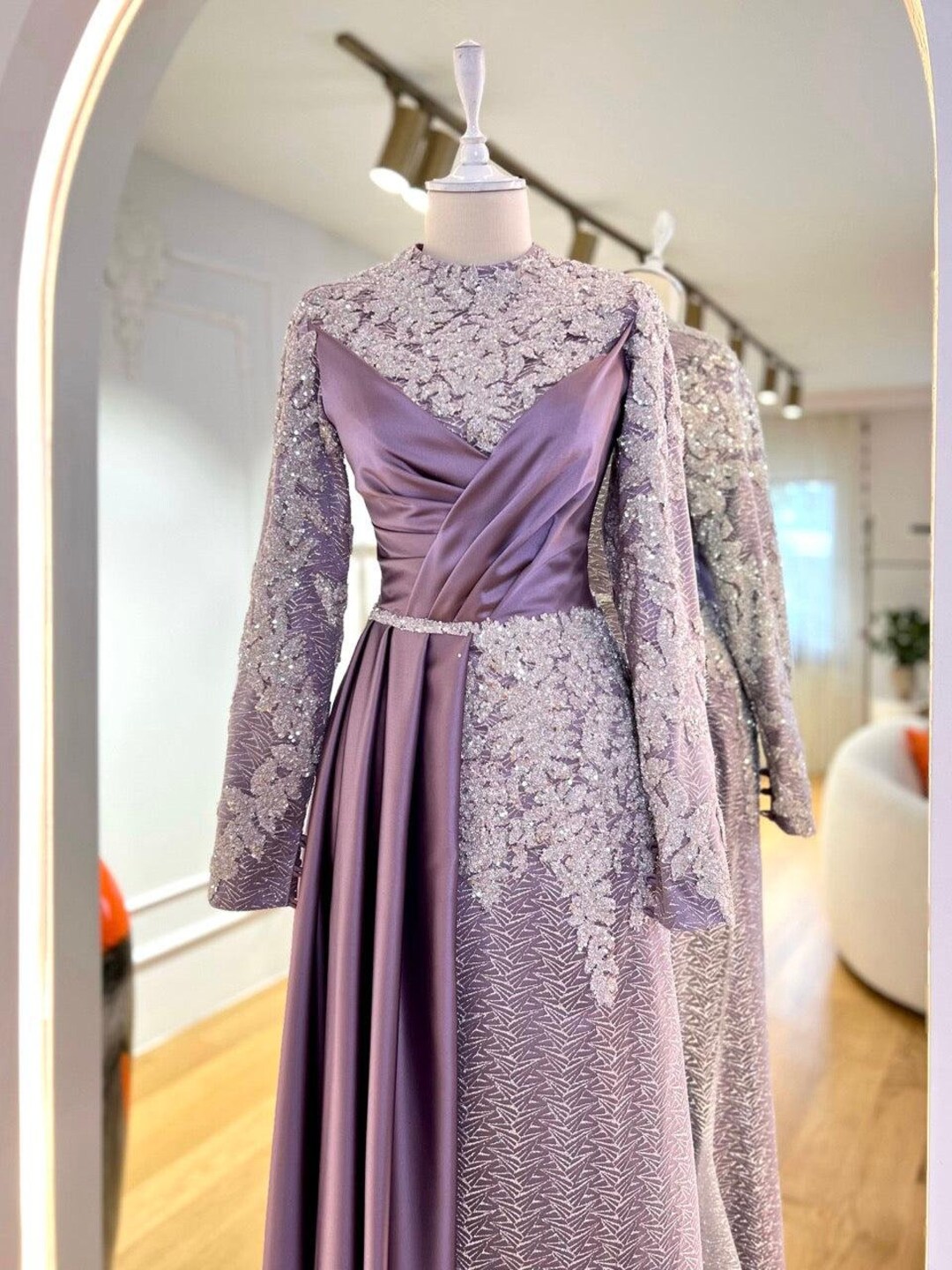 Purple Embroidered Islamic Maxi Dress: Modest Wedding Prom Gown - Etsy