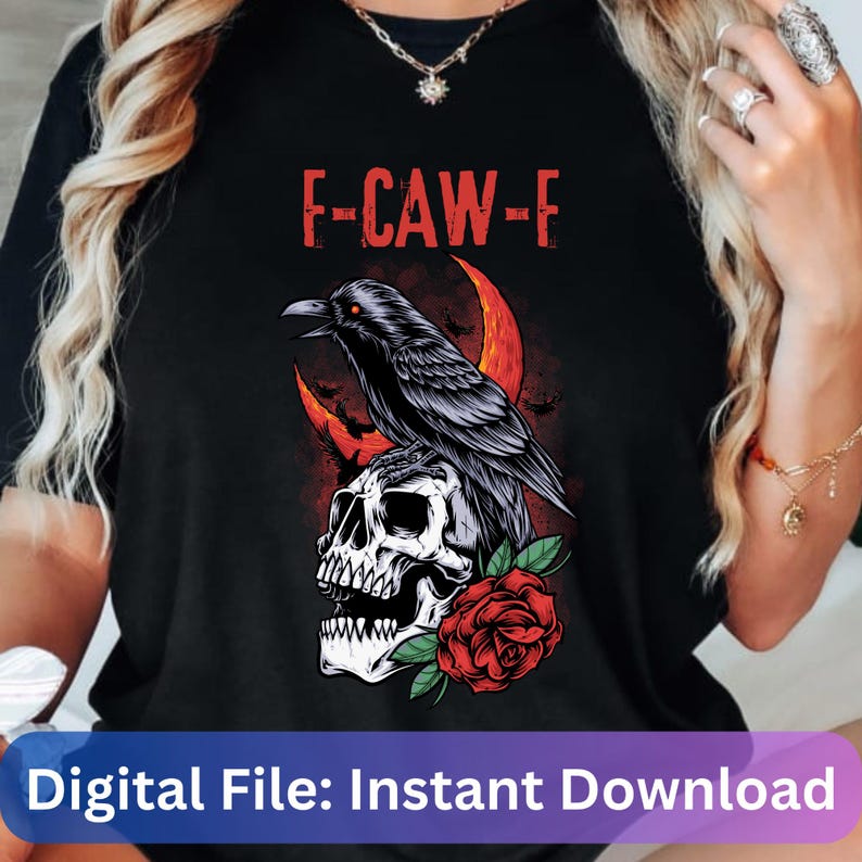 Funny Gothic Crow PNG: F-caw-f Design (digital Download) - Etsy