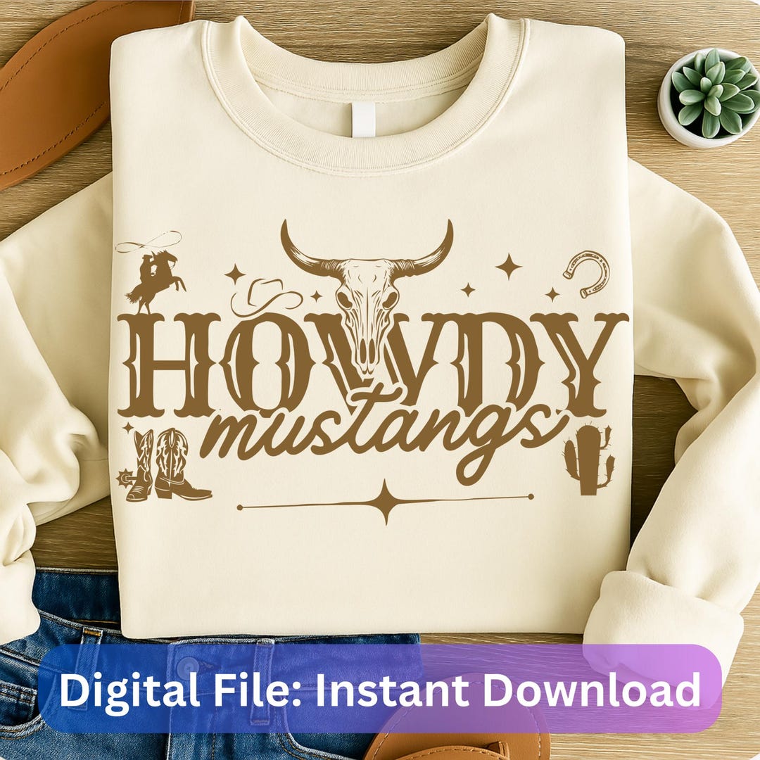 Howdy Mustangs Spirit PNG: Western Cowgirl Sublimation (digital ...