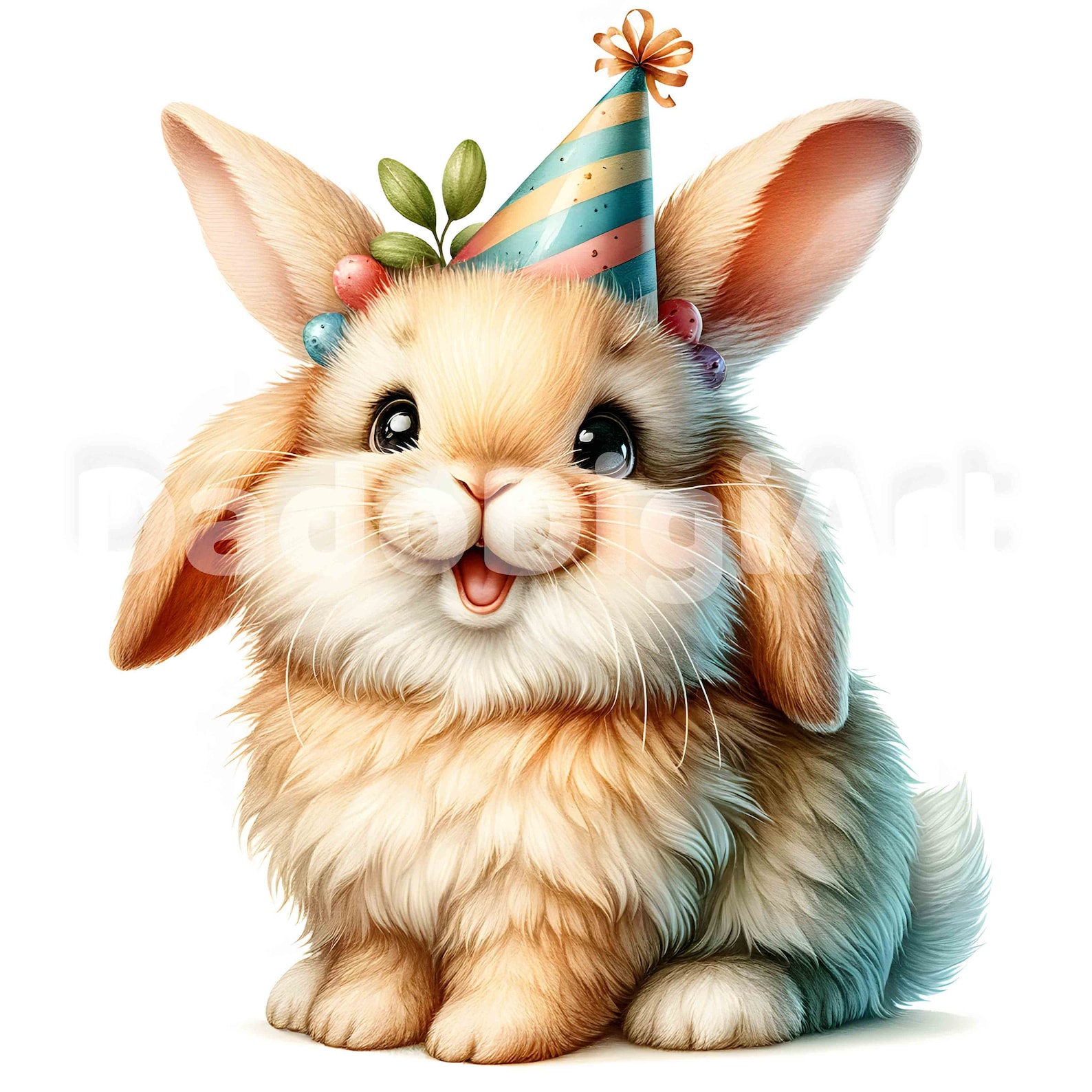Happy Birthday Rabbit Clipart Flag, Printable, Watercolor, High Quality ...