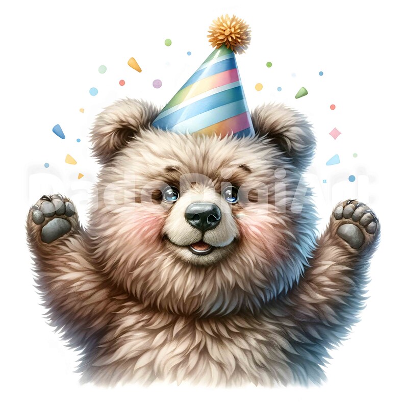 Happy Birthday Bear Clipart - Flag, Printable, Watercolor, High Quality ...