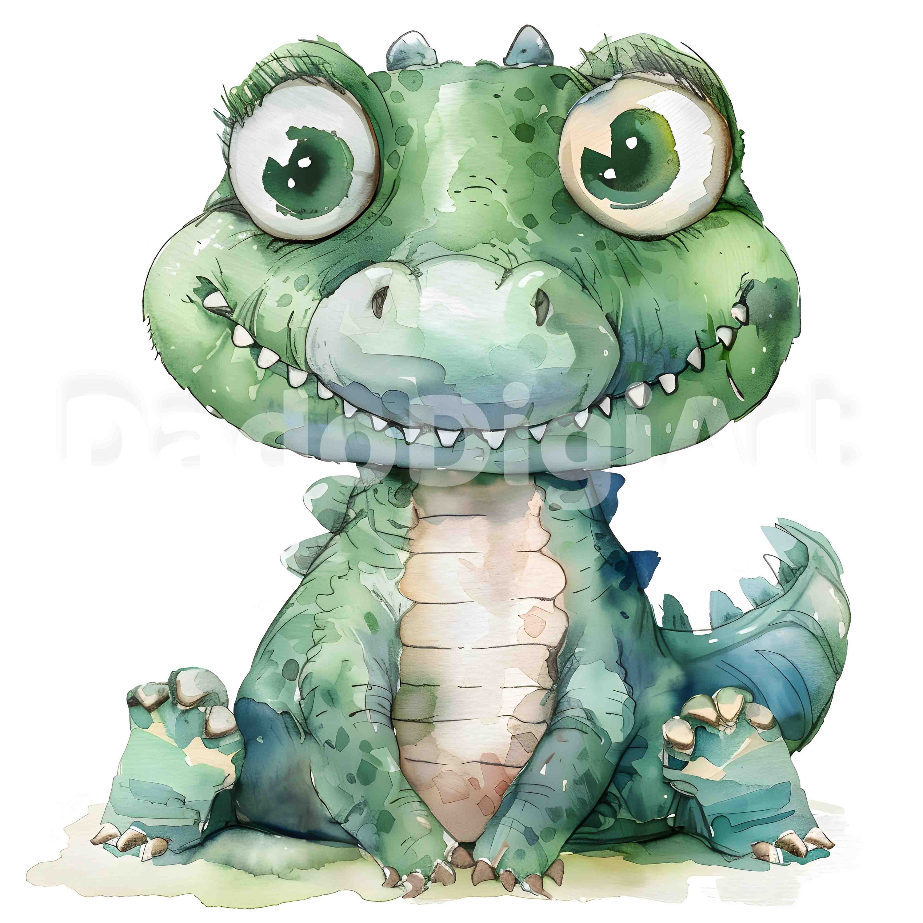 12 Funny Whimsical Crocodile Clipart - Printable, Watercolor, High ...