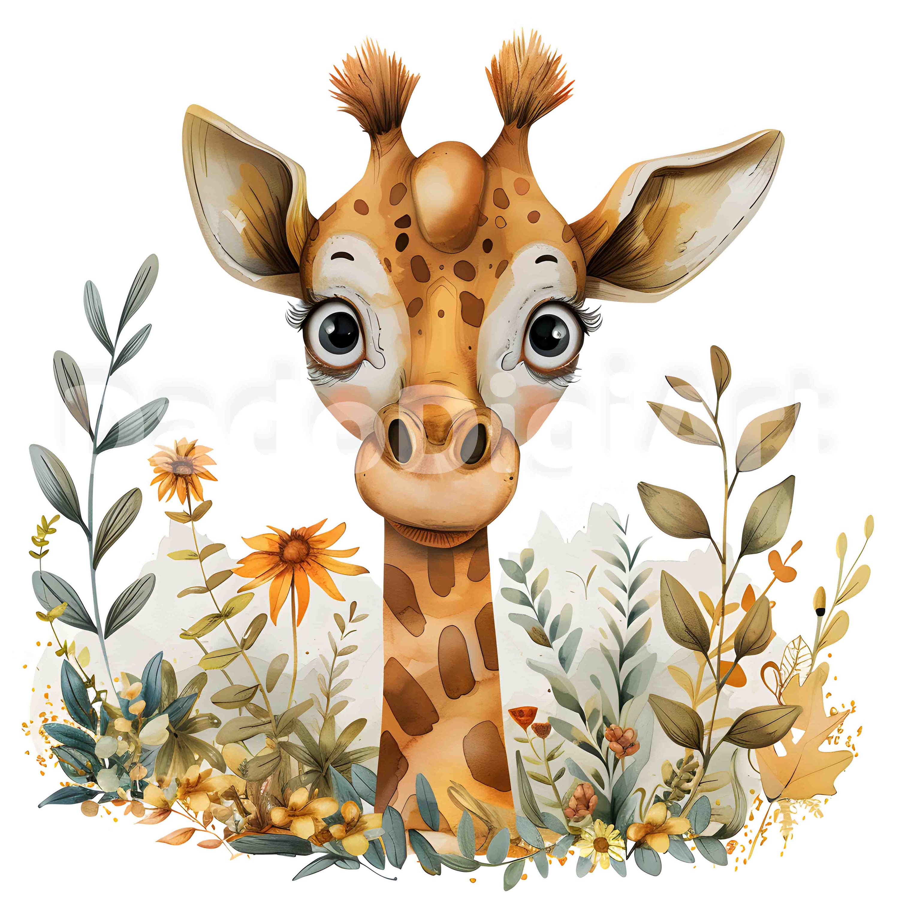 12 Funny Quirky Giraffes Clipart - Printable, Watercolor, High Quality ...