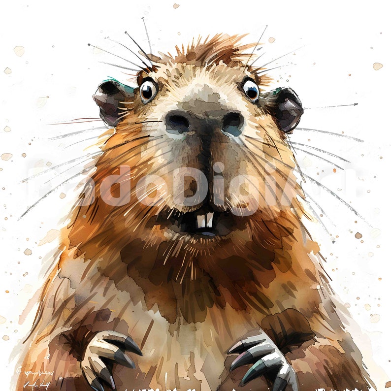 16 Funny Quirky Capybaras Clipart - Printable, Watercolor, High Quality ...