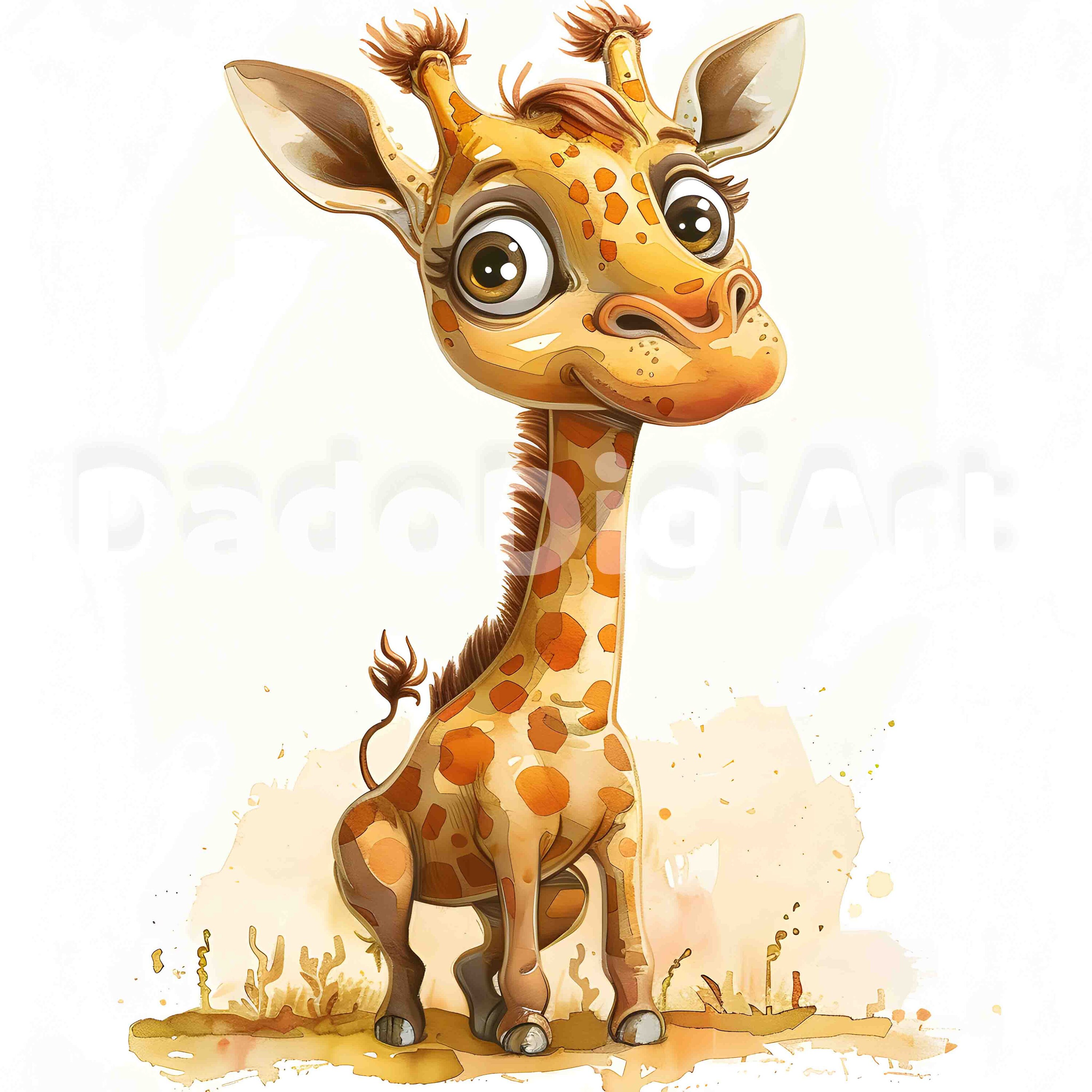 12 Funny Quirky Giraffes Clipart - Printable, Watercolor, High Quality ...