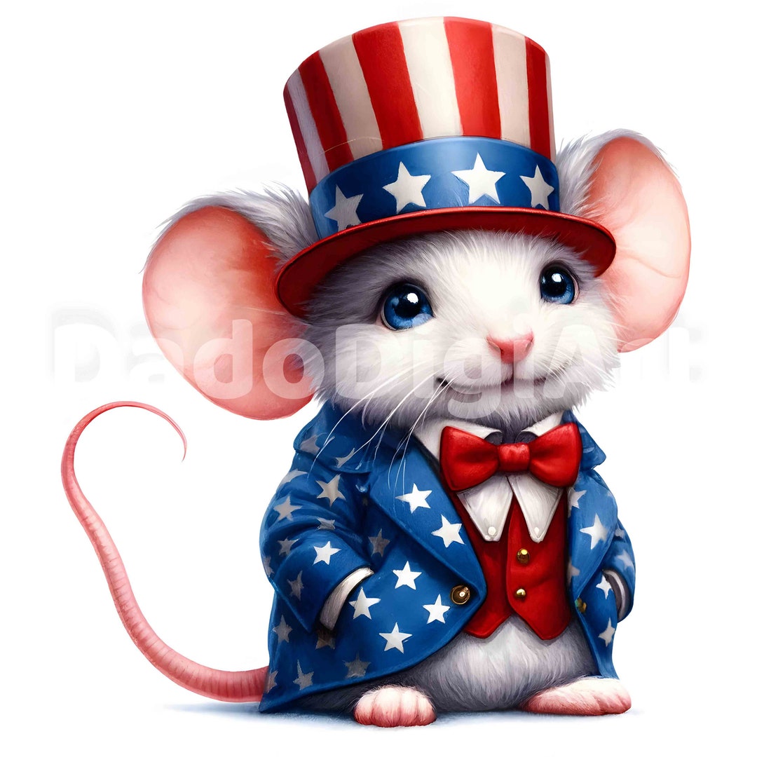 USA Patriotic Mouse Clipart - Flag, Printable, Watercolor, High Quality ...