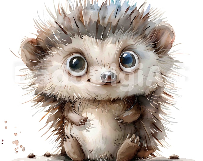 Cute Summer Hedgehogs Clipart Bundle, Watercolor Hedgehog Clip Art ...