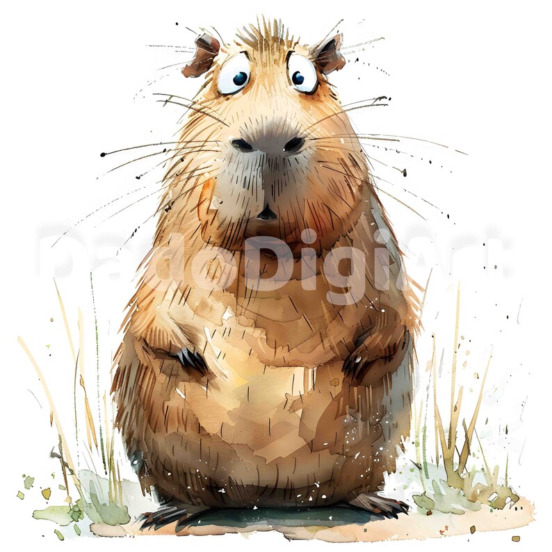 16 Funny Quirky Capybaras Clipart - Printable, Watercolor, High Quality ...