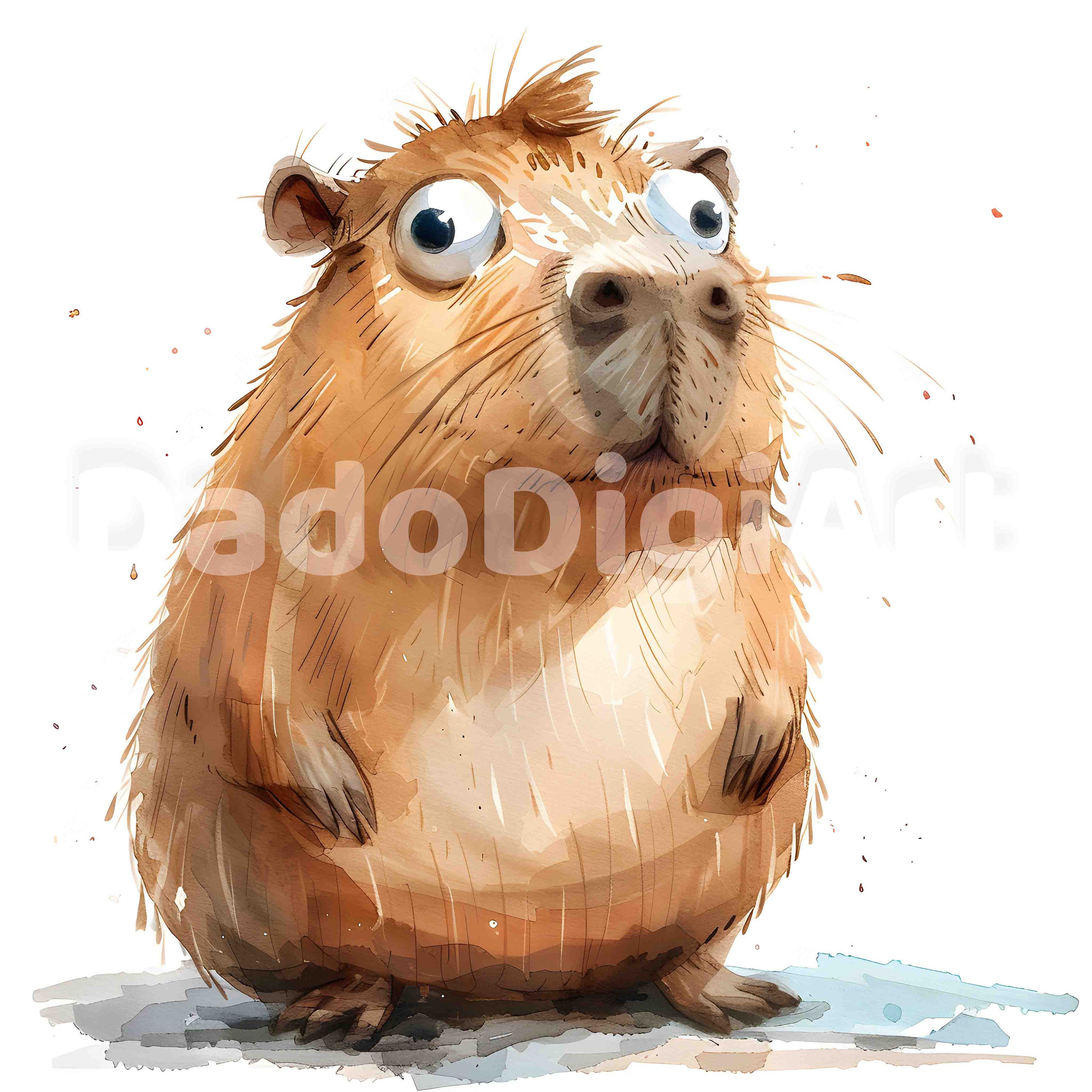 16 Funny Quirky Capybaras Clipart - Printable, Watercolor, High Quality ...