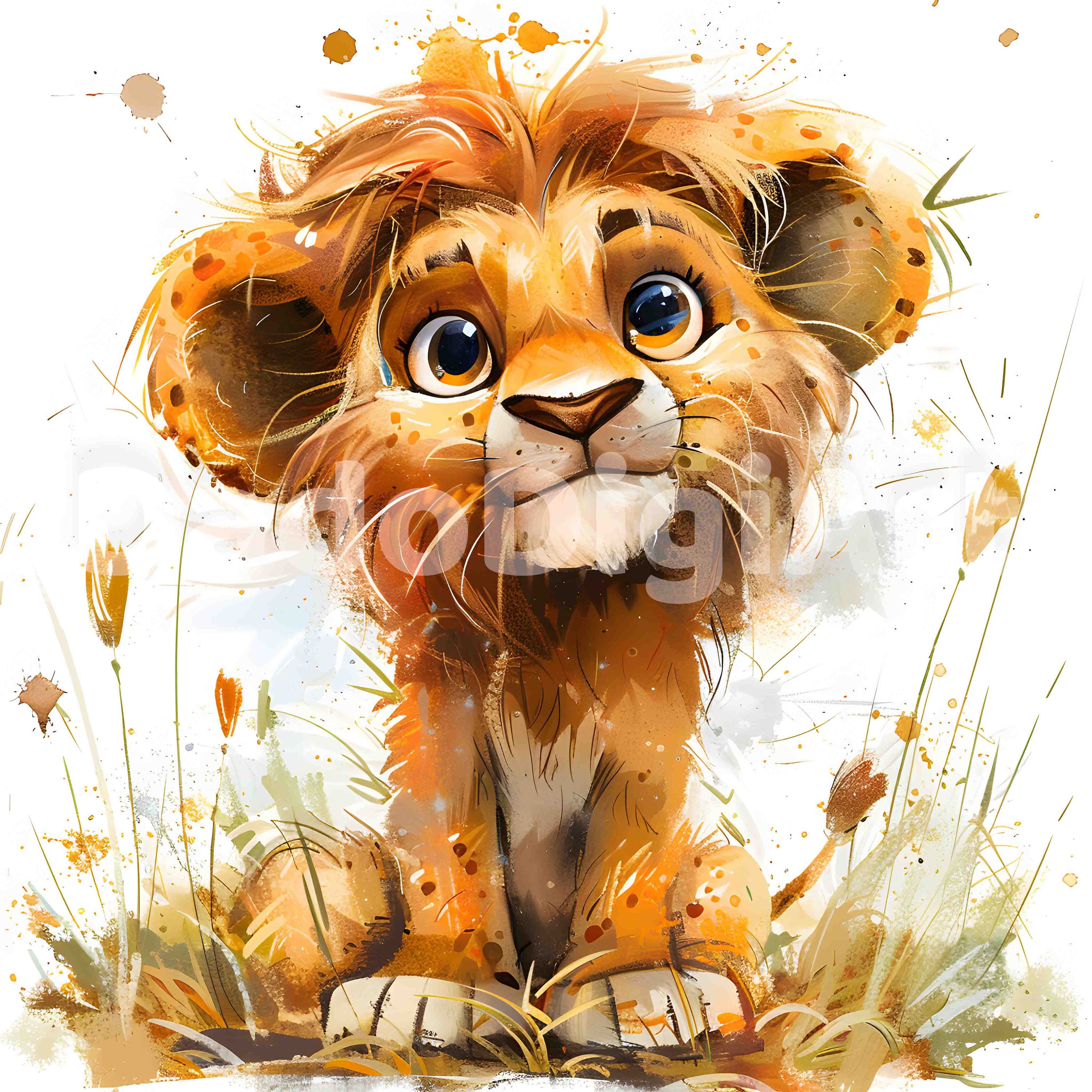 10 Funny Quirky Lions Clipart Printable, Watercolor, High Quality Jpgs ...